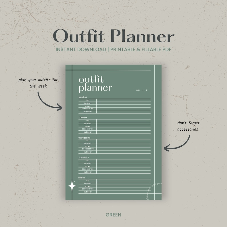 Outfit Planner | Wardrobe Planner | Digital and Printable Templates ...