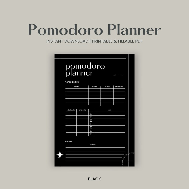 Pomodoro Tracker, Time Blocking, Time Management Digital Planner ...