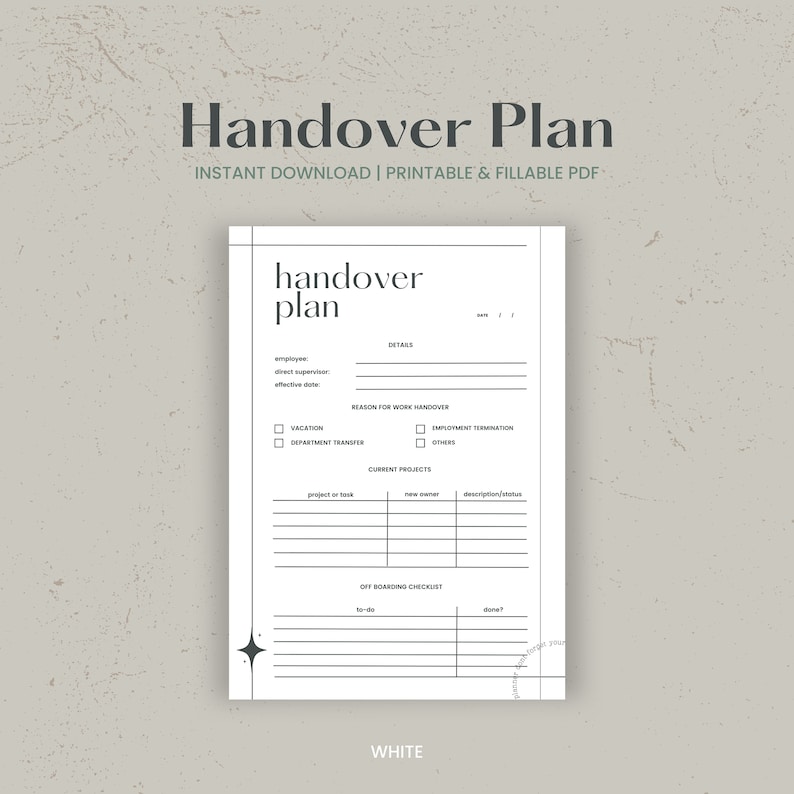 Offboarding Checklist Form, Human Resources, Employee Handover Plan ...