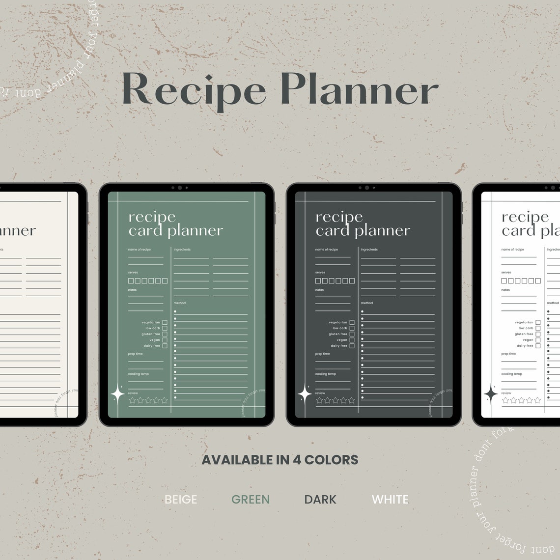 Recipe Book Digital Template, Recipe Card, Recipe Planner, Cook Book ...