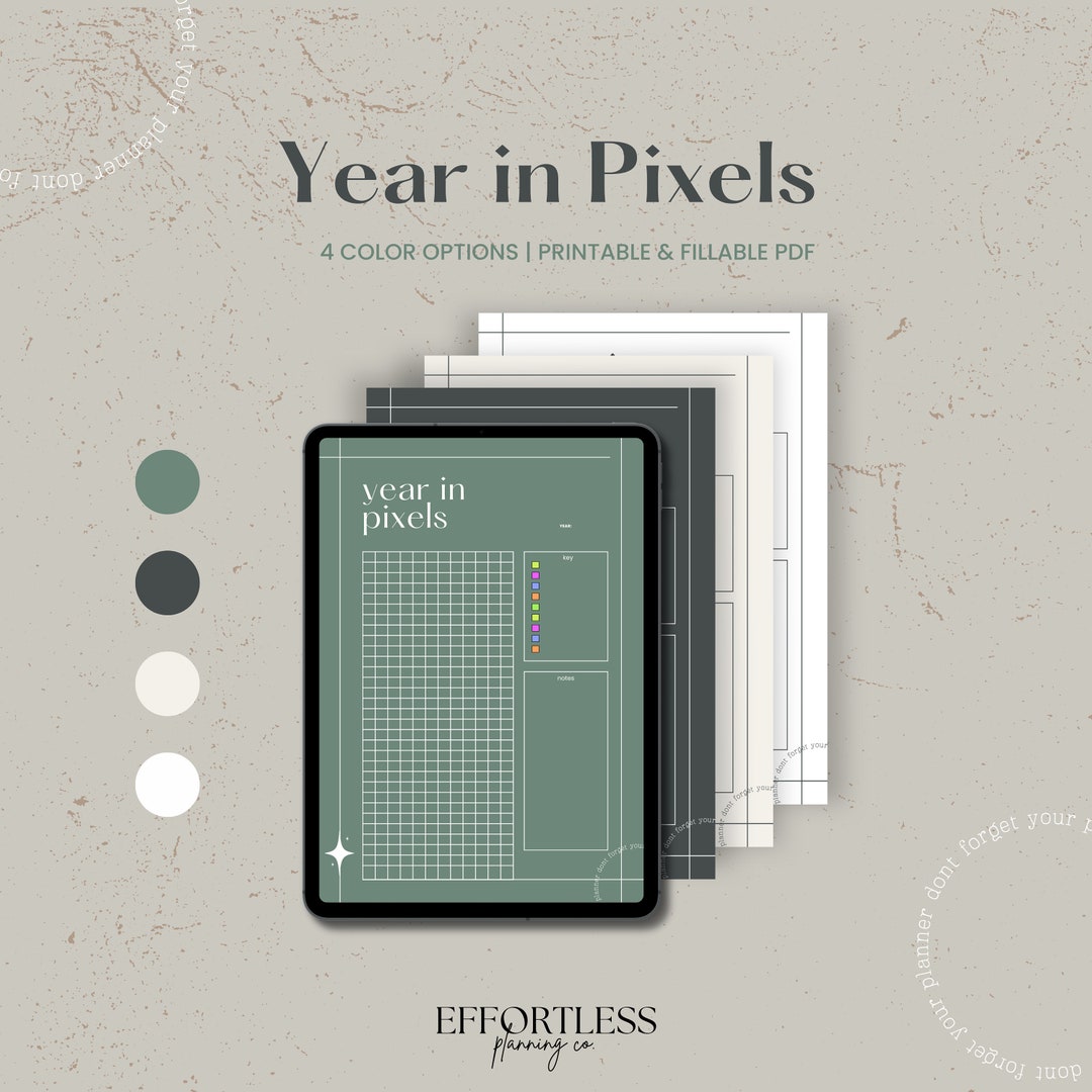A Year in Pixels, Mood Tracker, Daily Mood Cart Digital Planner ...