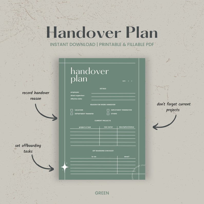 Offboarding Checklist Form, Human Resources, Employee Handover Plan ...