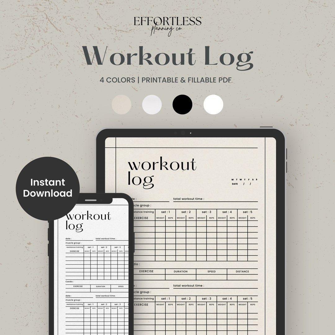 Workout Log Digital Planner, Daily Exercise Log Template for Goodnotes ...