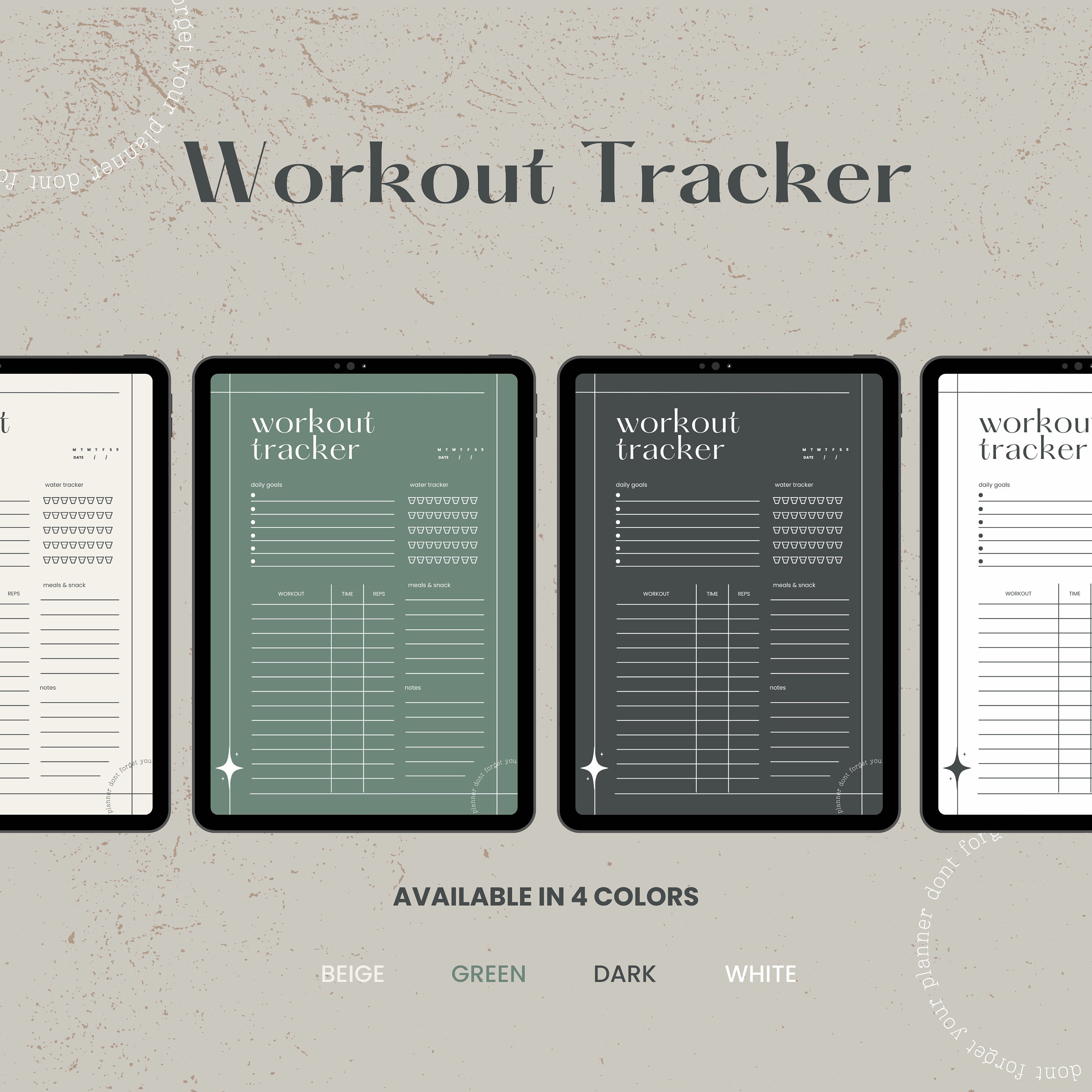 Workout Tracker, Daily Exercise Planner Digital Template for Goodnotes ...