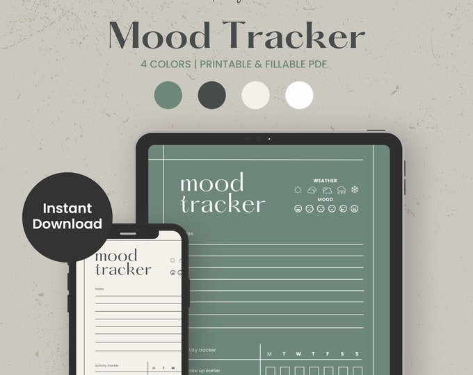 Daily Mood Tracker / Mood Tracker Printable / Emotion Tracker / Self Care Journal / Mood Journal ...
