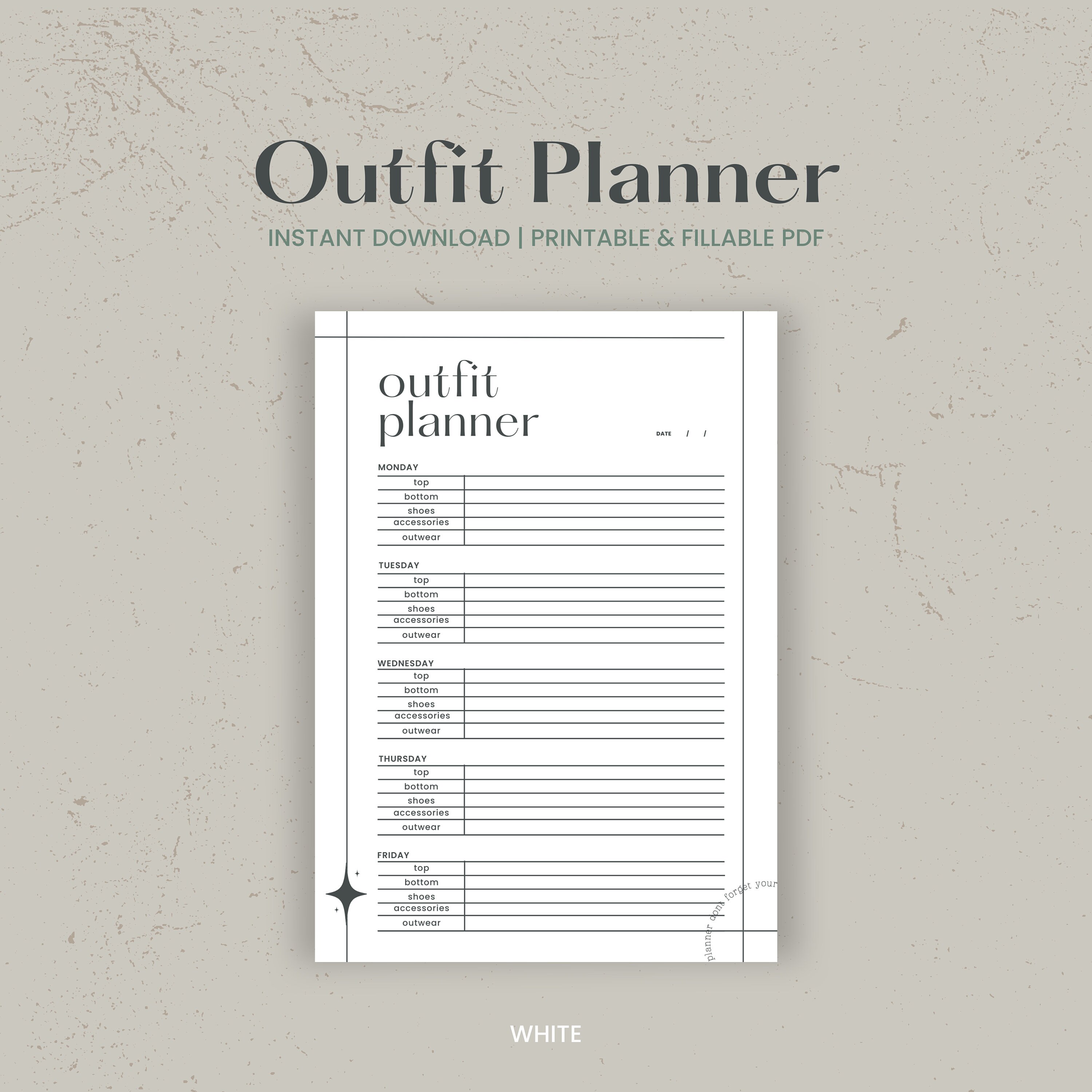 Outfit Planner | Wardrobe Planner | Digital and Printable Templates ...