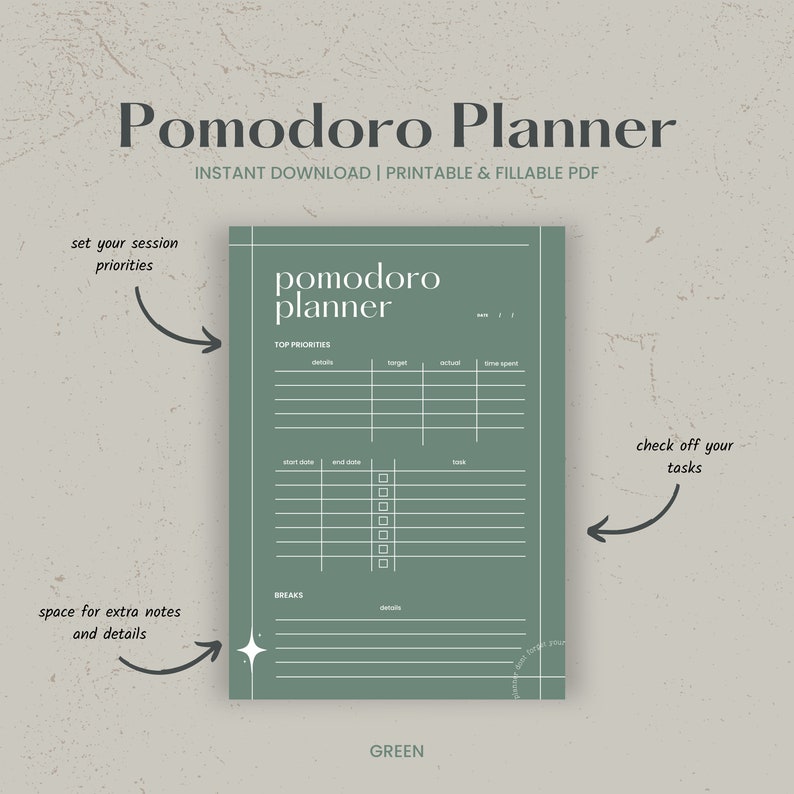 Pomodoro Tracker, Time Blocking, Time Management Digital Planner ...