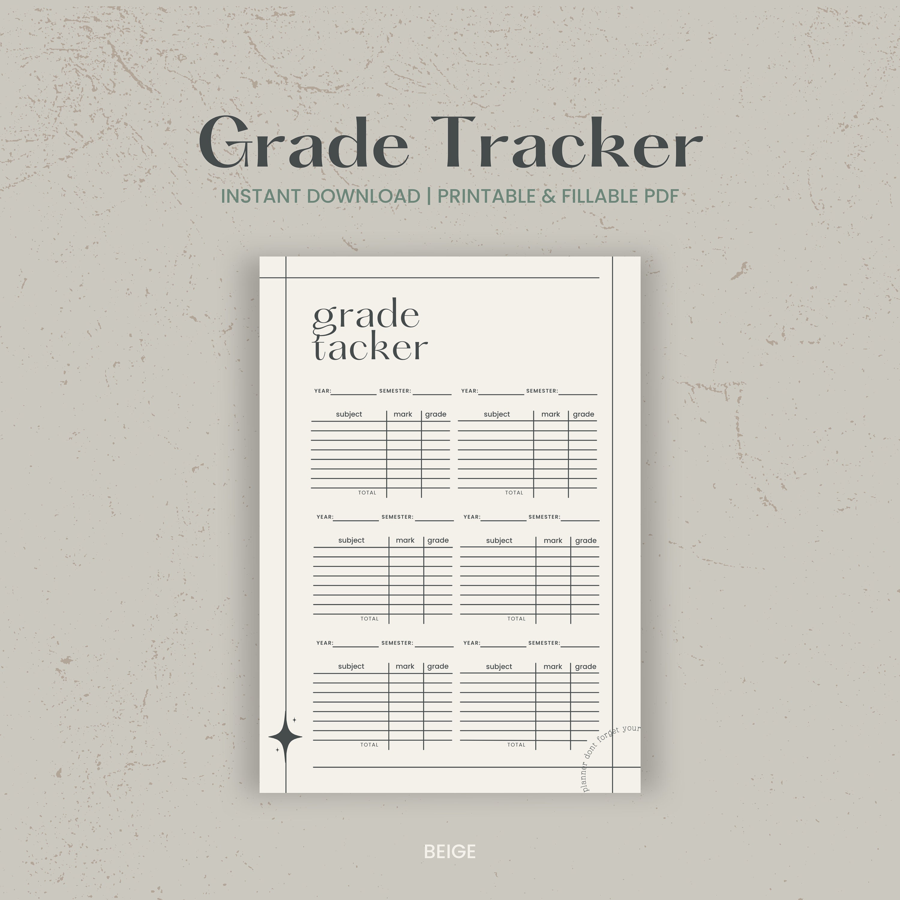 Printable Grade Tracker for Students Grade Tracker Student Grade ...