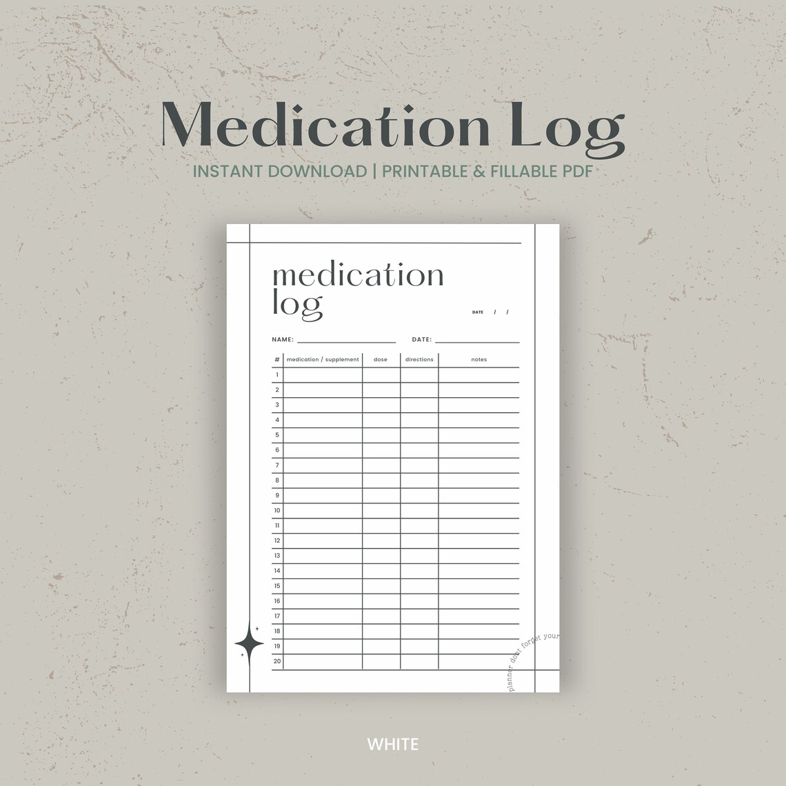 Medical Planner Digital Goodnotes Printable Medication Tracker Medical ...