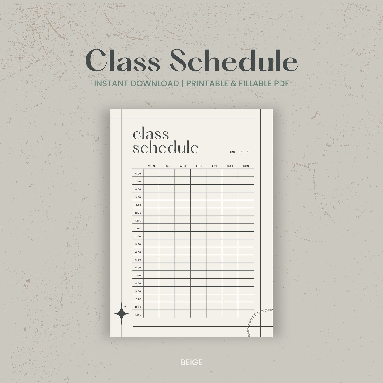 Weekly Class Timetable Printable, Class Schedule, Student Planner ...