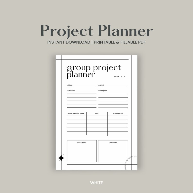 Group Project Planner Printable, Academic Planner, Student Project ...