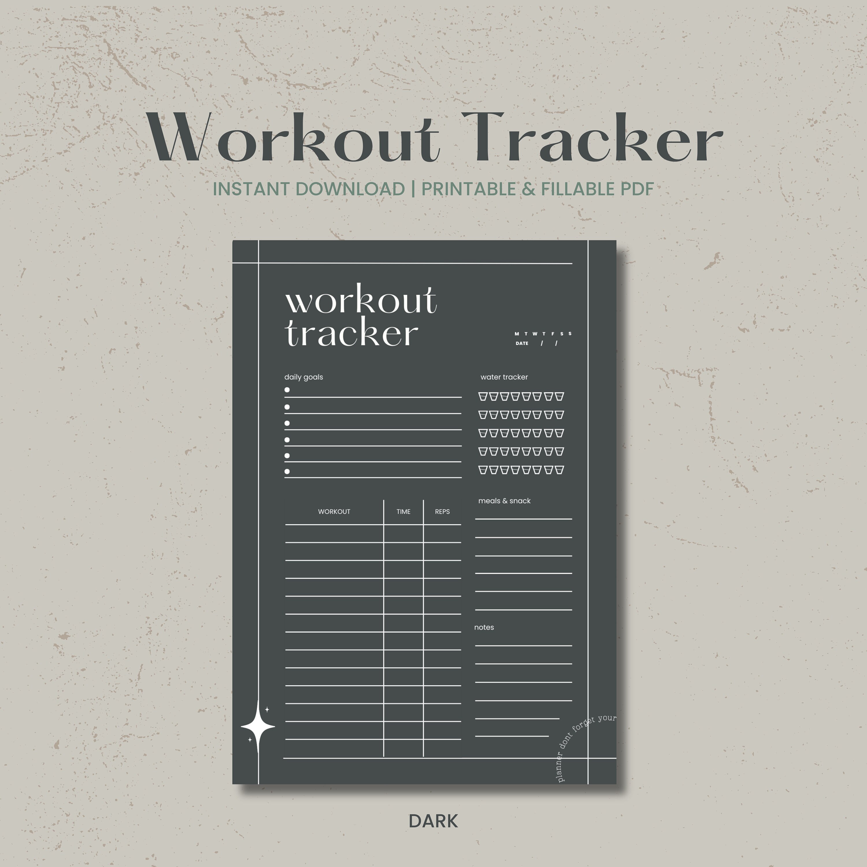 Workout Tracker, Daily Exercise Planner Digital Template for Goodnotes ...