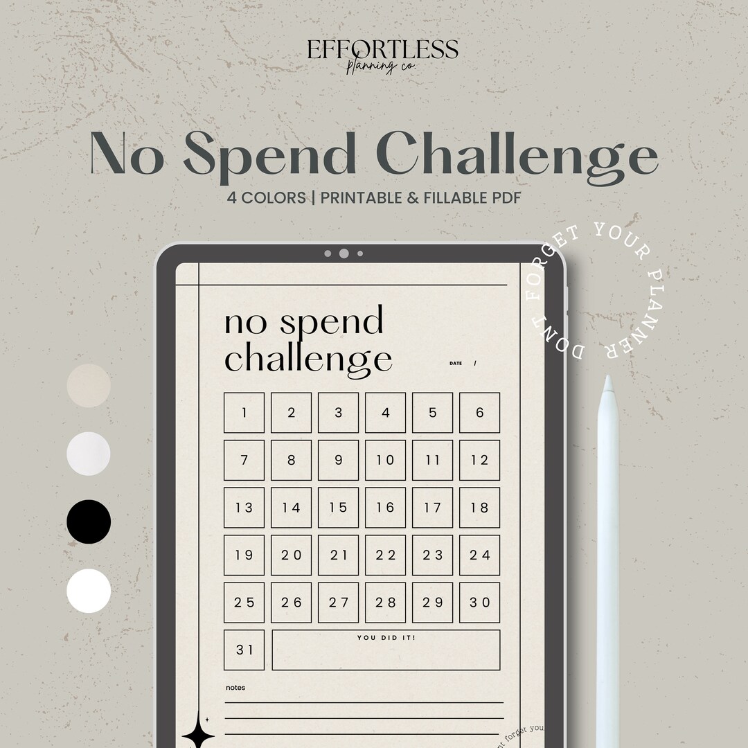 No Spend Challenge Tracker Digital Planner Template for Goodnotes on ...