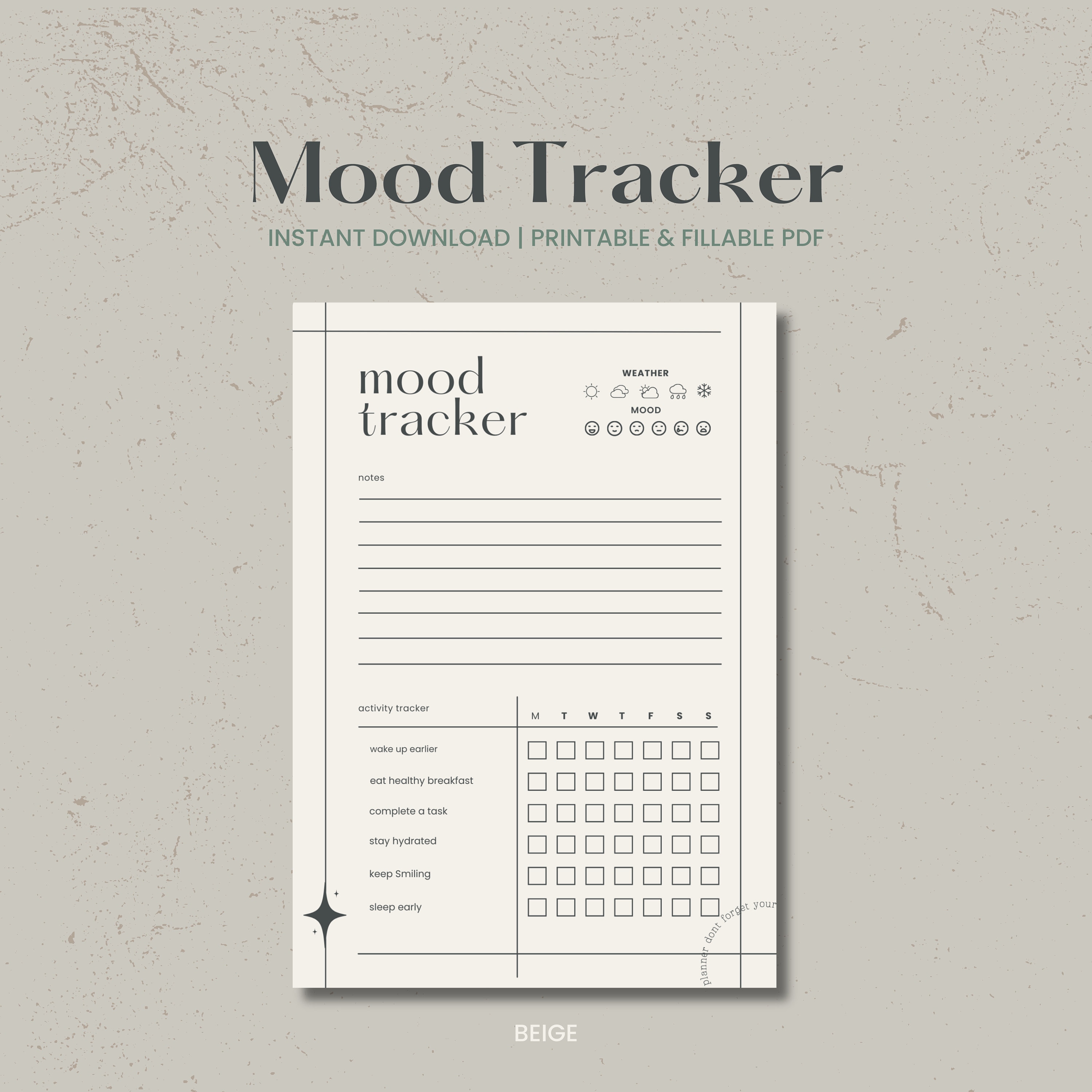 Daily Mood Tracker Printable Mood Track Emotion Tracker - Etsy