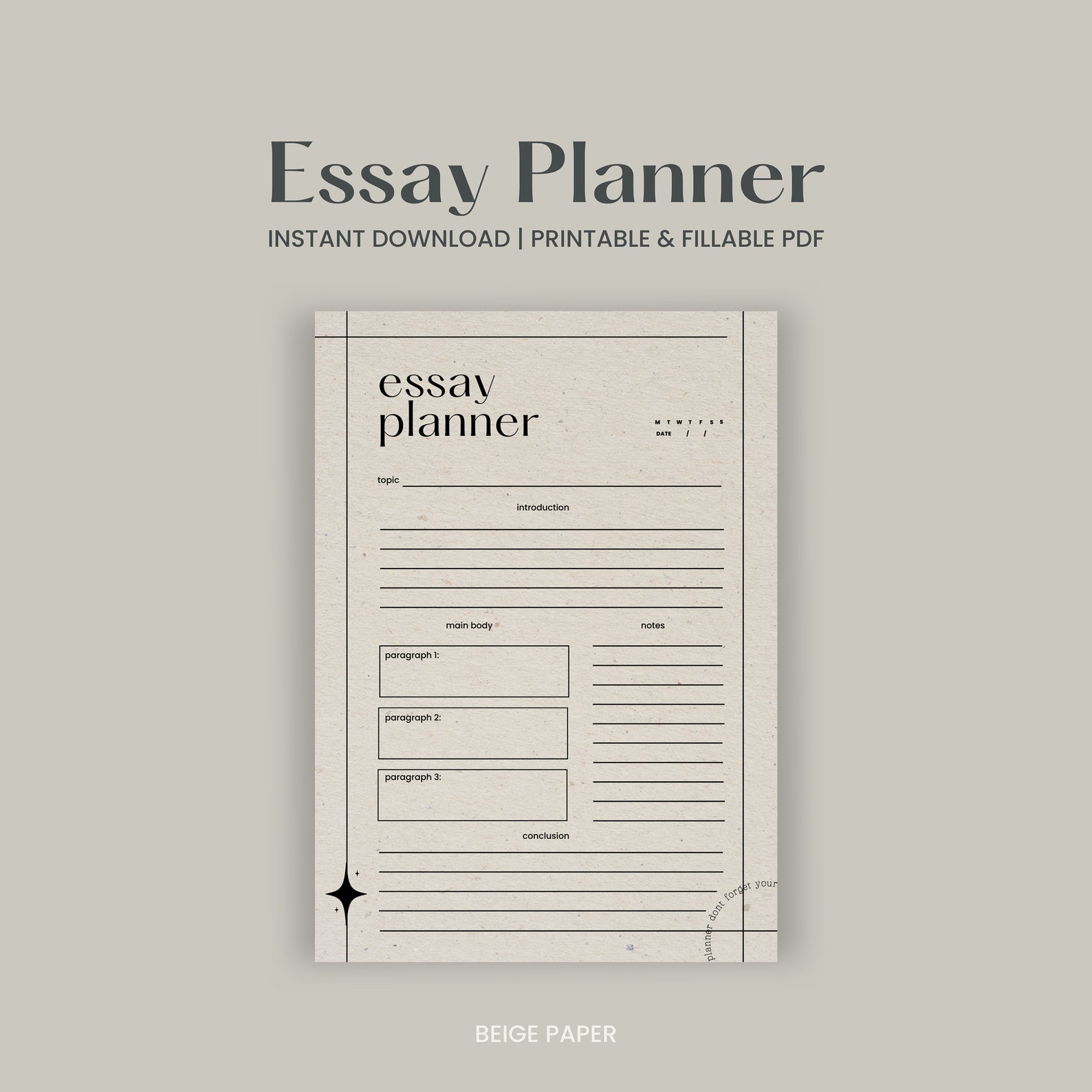 Essay Planner Template Digital, Essay Writing Plan Goodnotes iPad ...