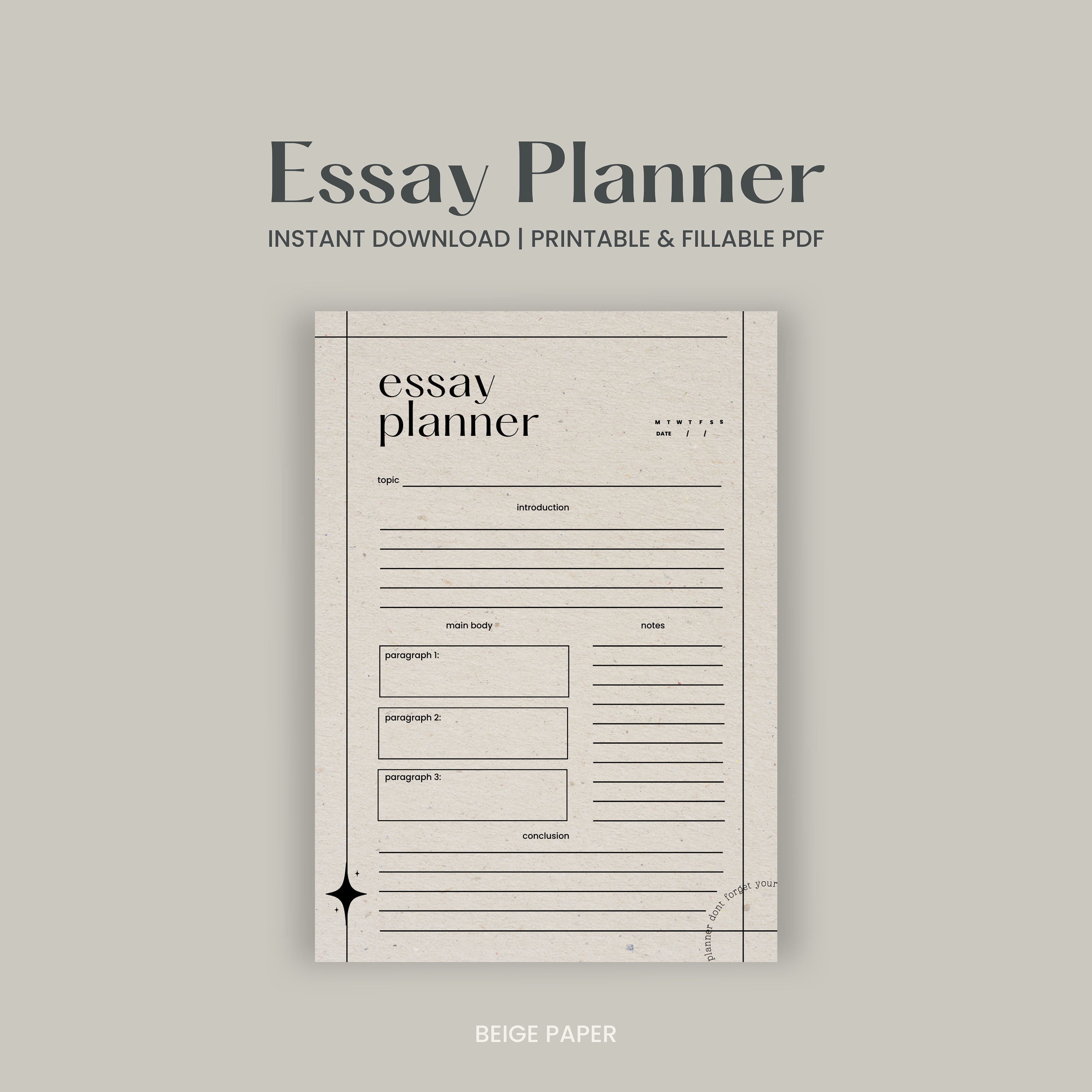 Essay Planner Template Digital, Essay Writing Plan Goodnotes iPad ...