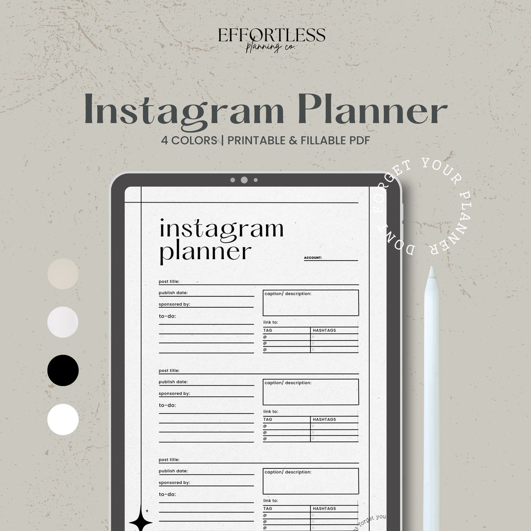 Instagram Planner Printable, Social Media Planner, Instagram Post ...