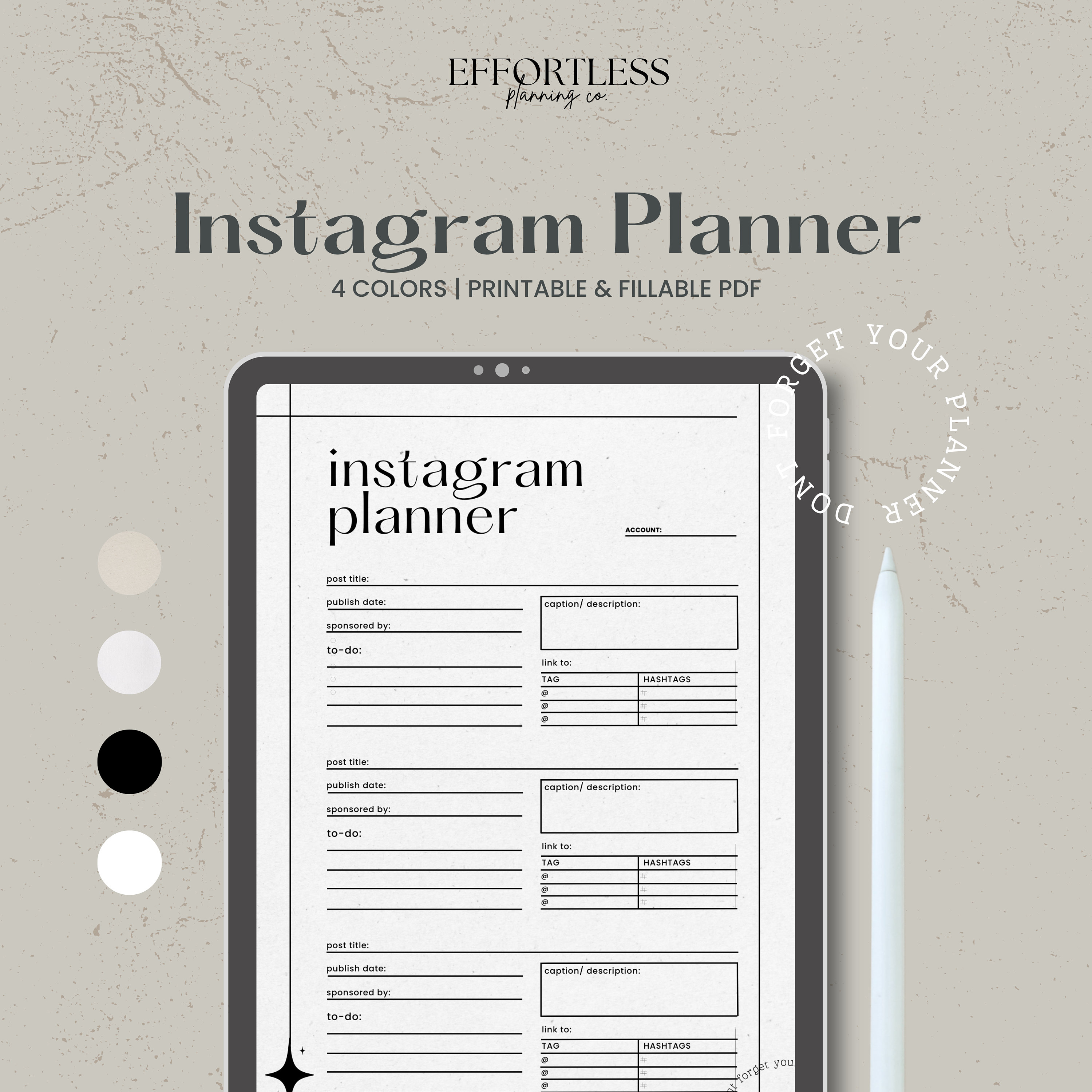 Instagram Planner Printable Social Media Planner Instagram - Etsy