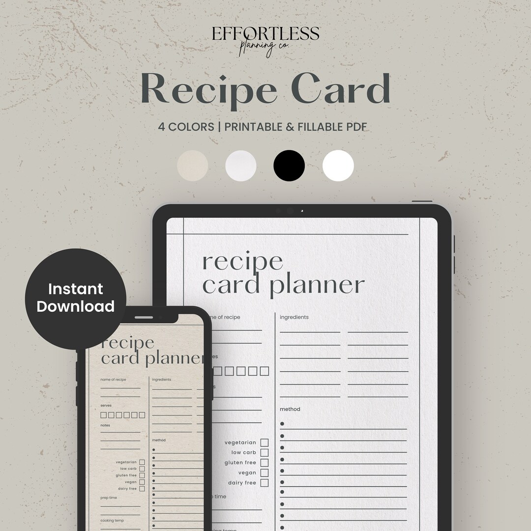 Recipe Book Digital Template, Recipe Card, Recipe Planner, Cook Book ...