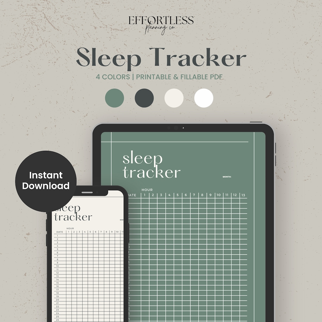 Sleep Tracker, Daily Monthly Sleep Log Digital Planner Template for ...