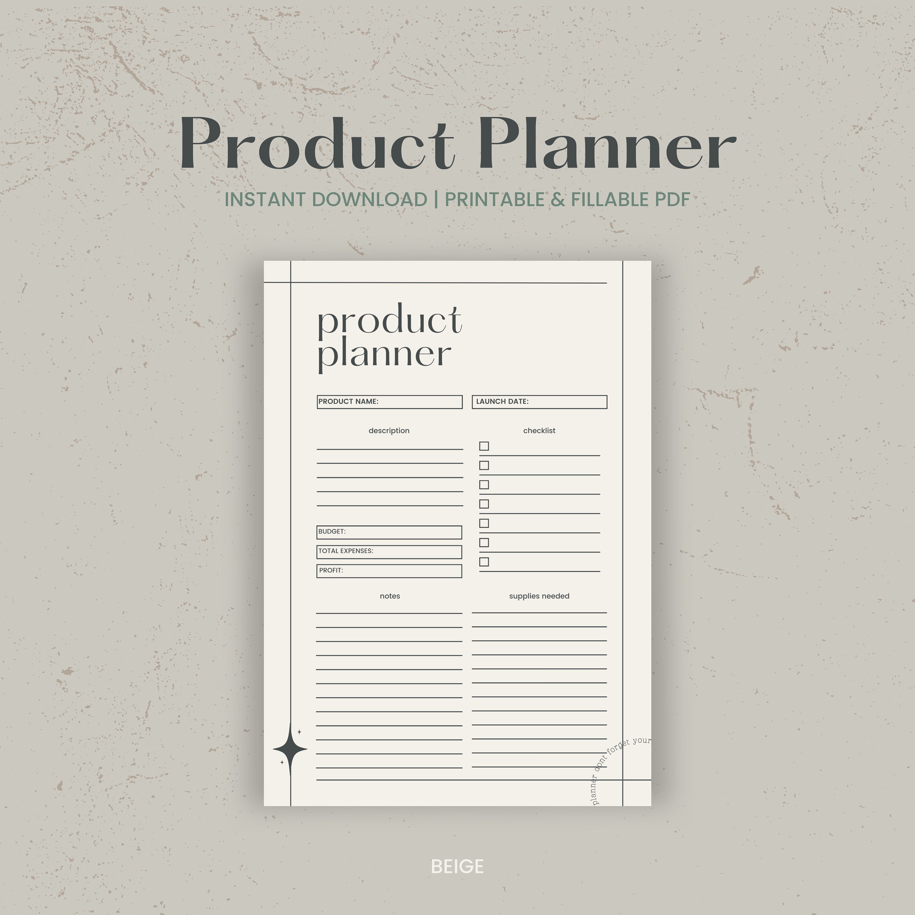 New Product Planner Printable, Product Development, Product Launch ...
