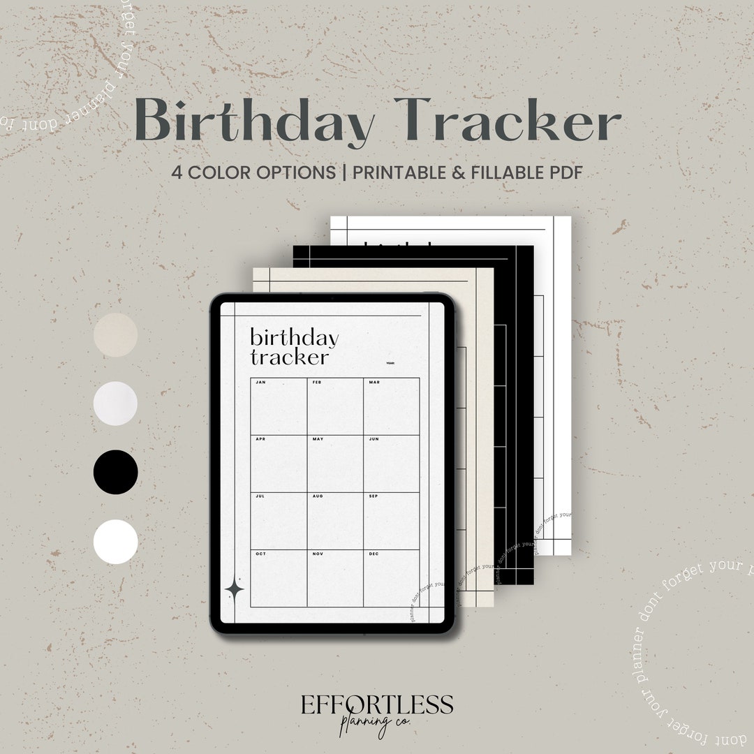 Birthday Tracker, Birthday Log, Important Dates, Birthdays, Yearly ...