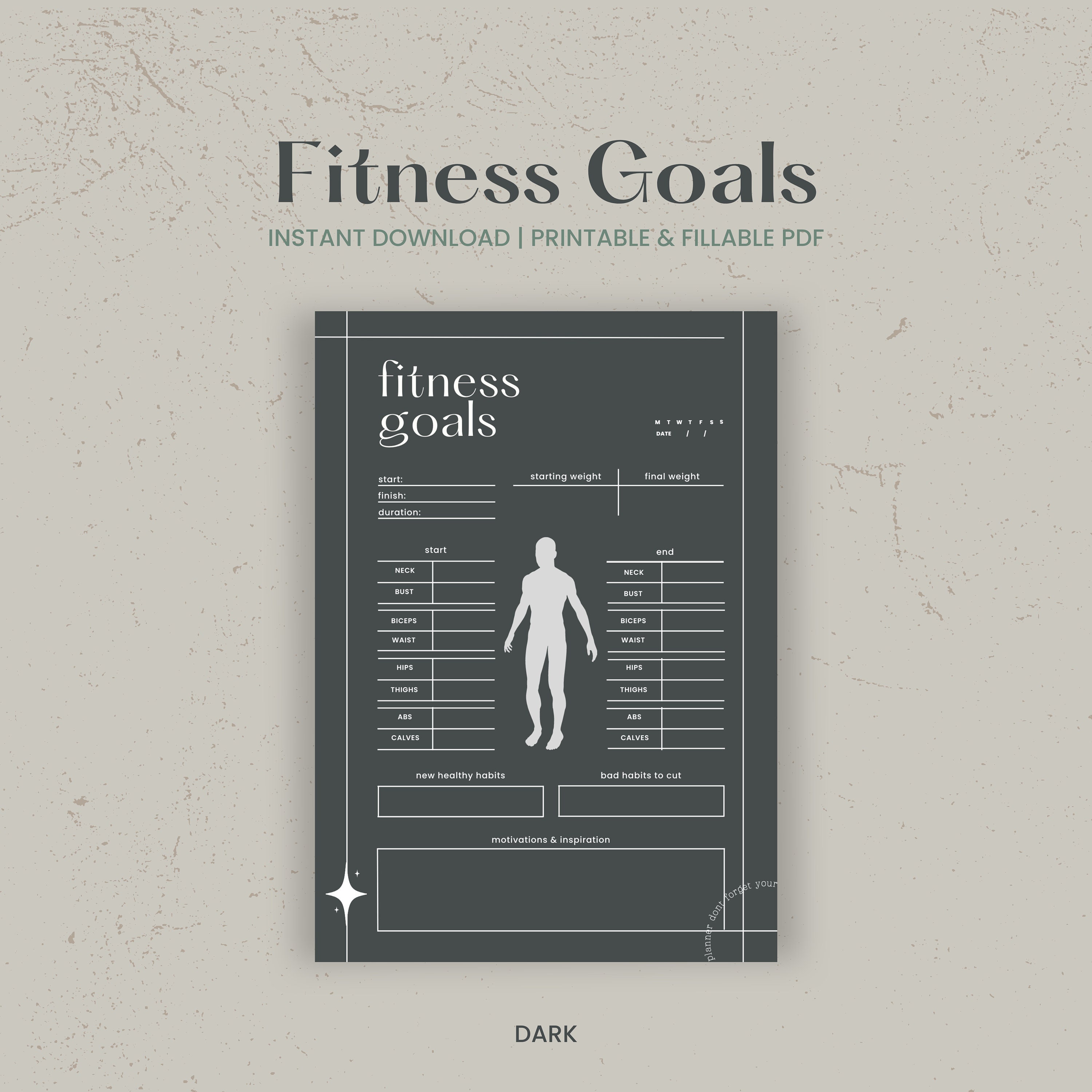Fitness Goal Planner Printable, Fitness Planner, Health Planner ...
