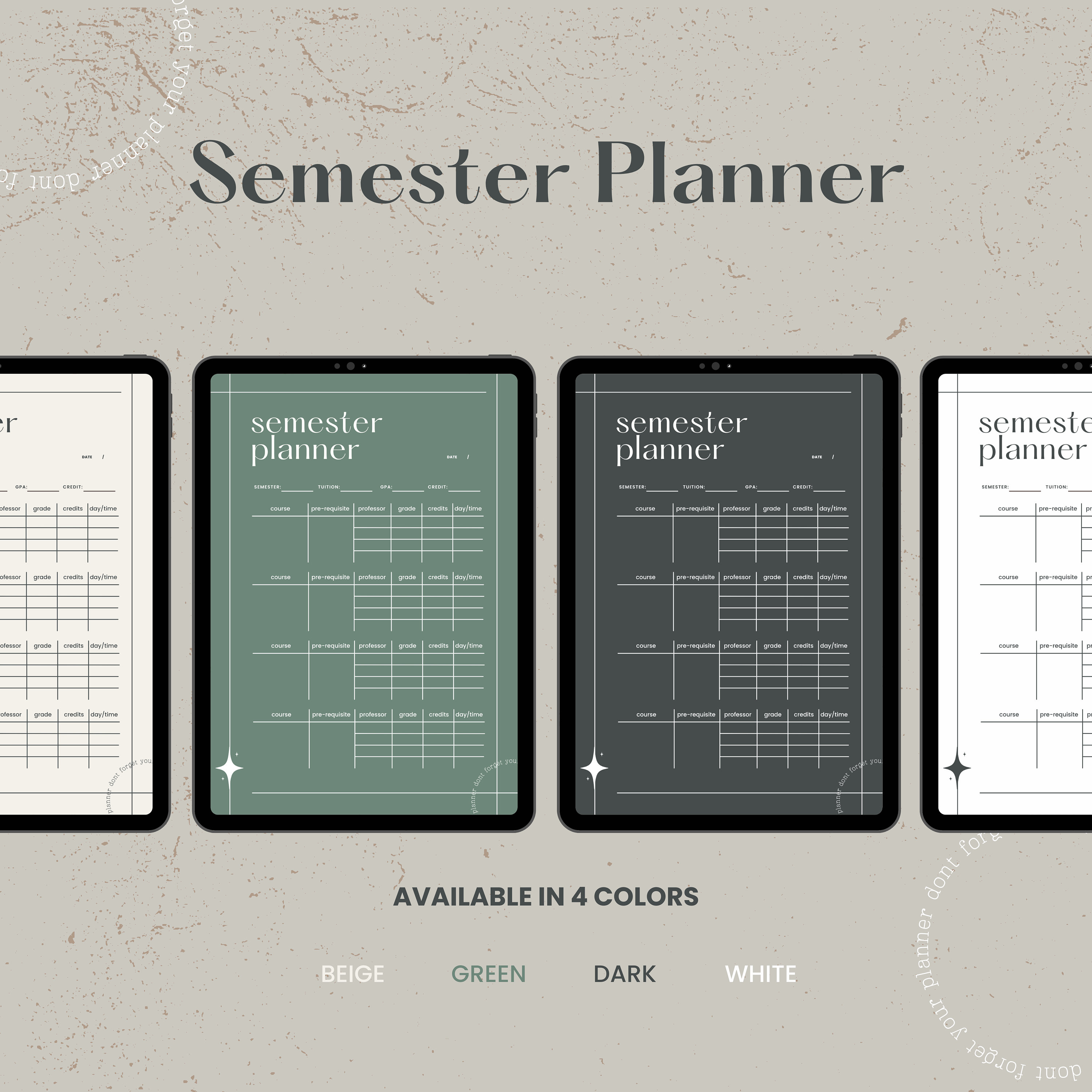 Semester Planner Printable | College Semester Planner | Study Planner ...