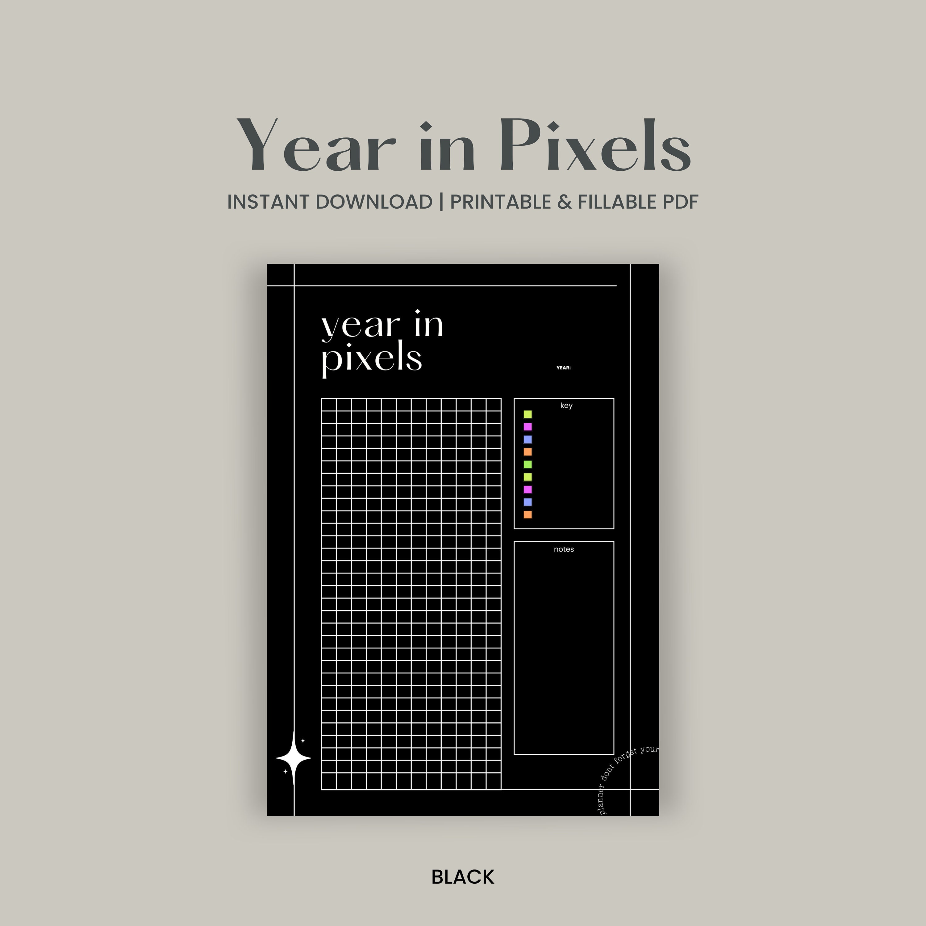 A Year in Pixels Mood Tracker Daily Mood Cart Digital - Etsy