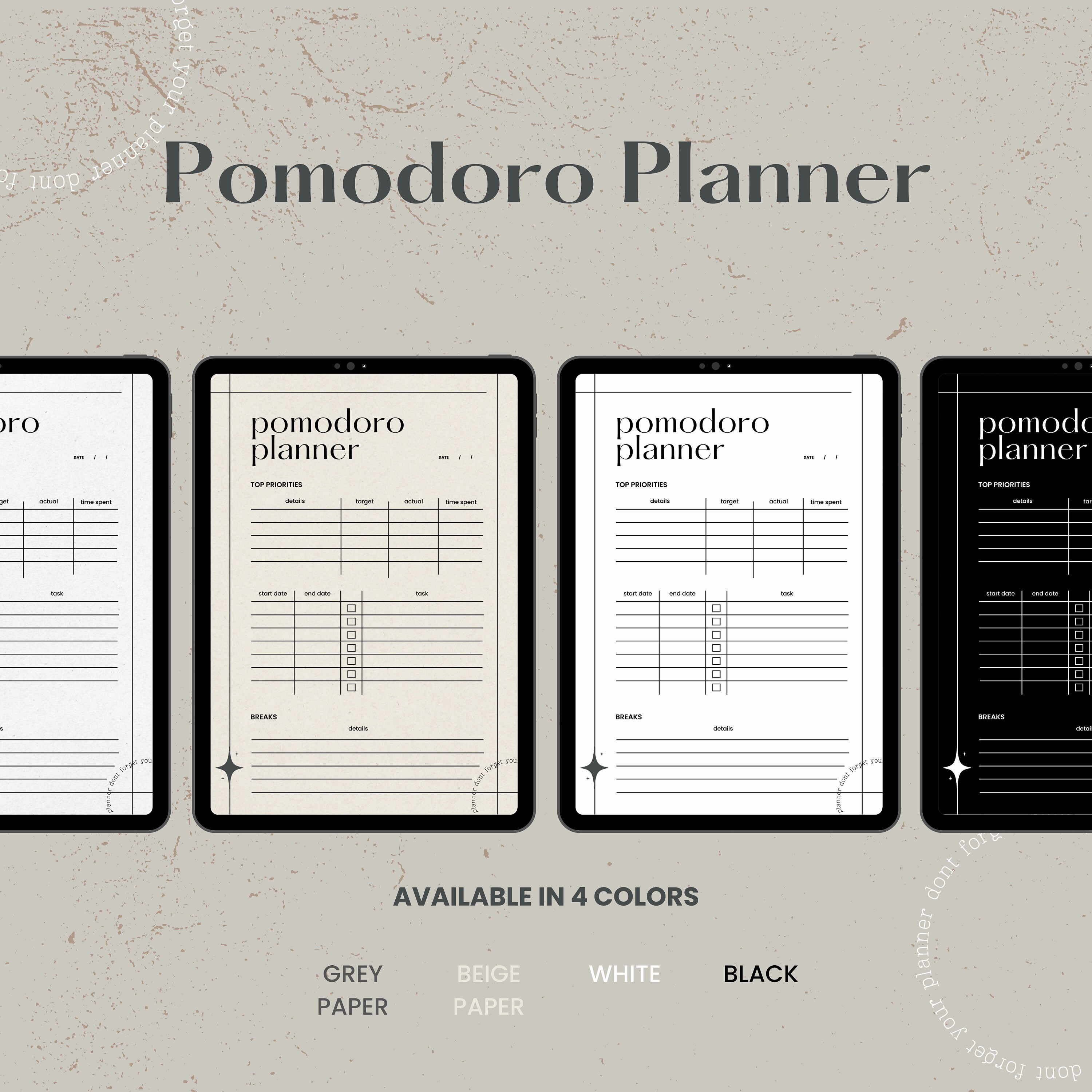 Pomodoro Tracker, Time Blocking, Time Management Digital Planner ...