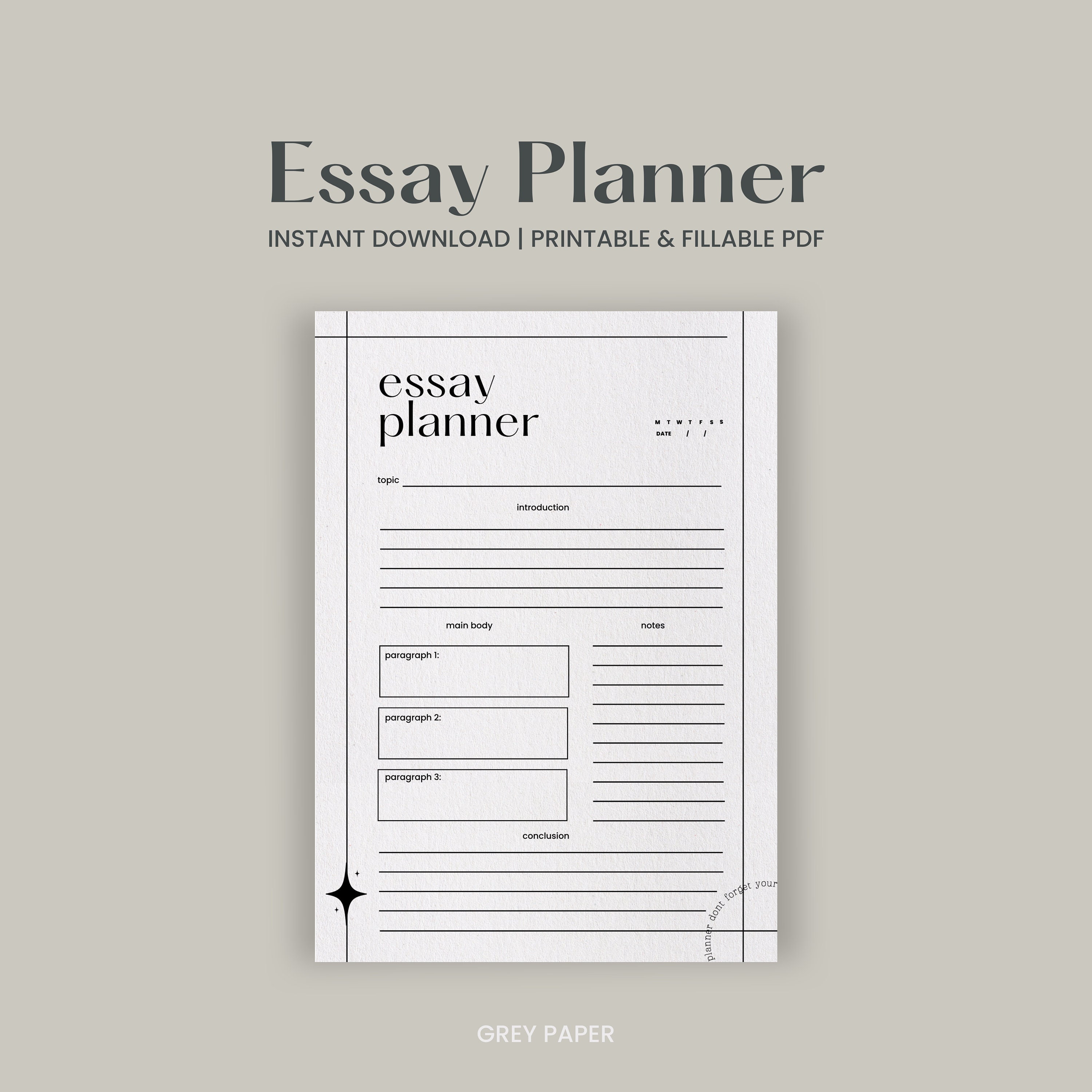 Essay Planner Template Digital, Essay Writing Plan Goodnotes iPad ...