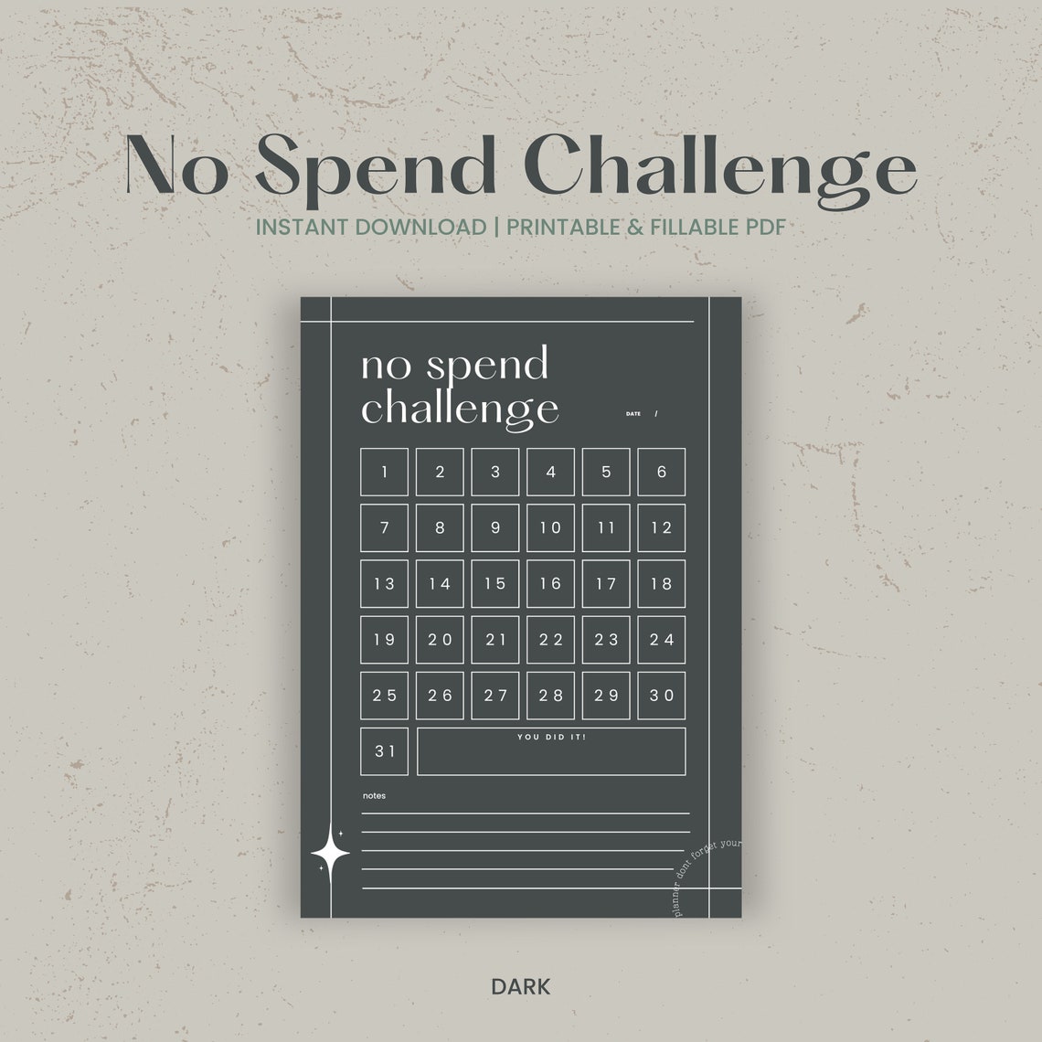 No Spend Challenge Tracker Digital Planner Template for Goodnotes on ...