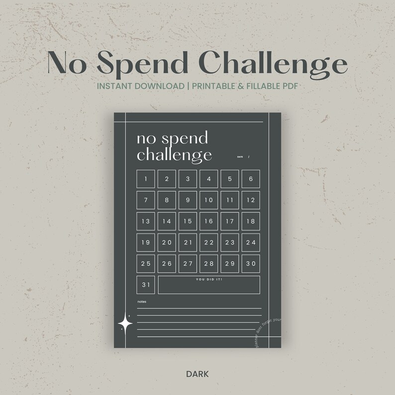 No Spend Challenge Tracker Digital Planner Template for Goodnotes on ...