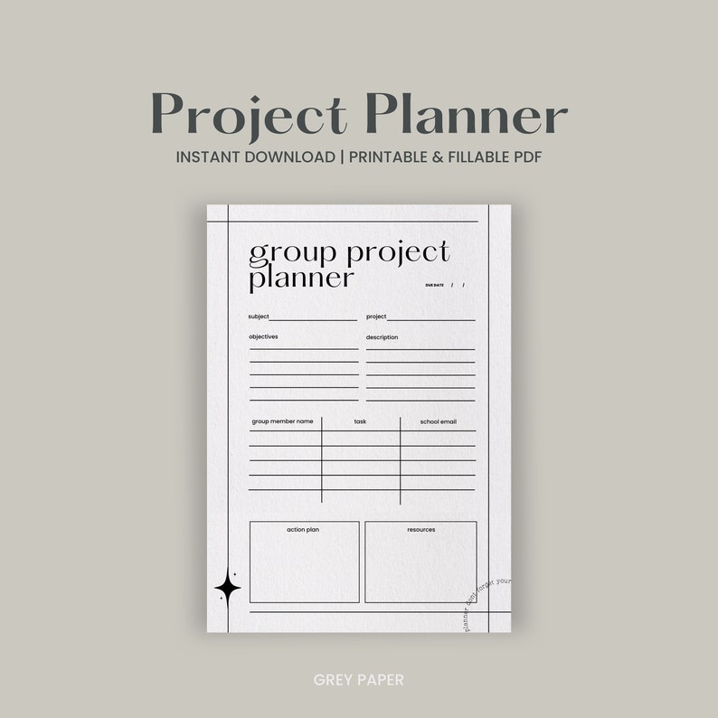 Group Project Planner Printable, Academic Planner, Student Project ...