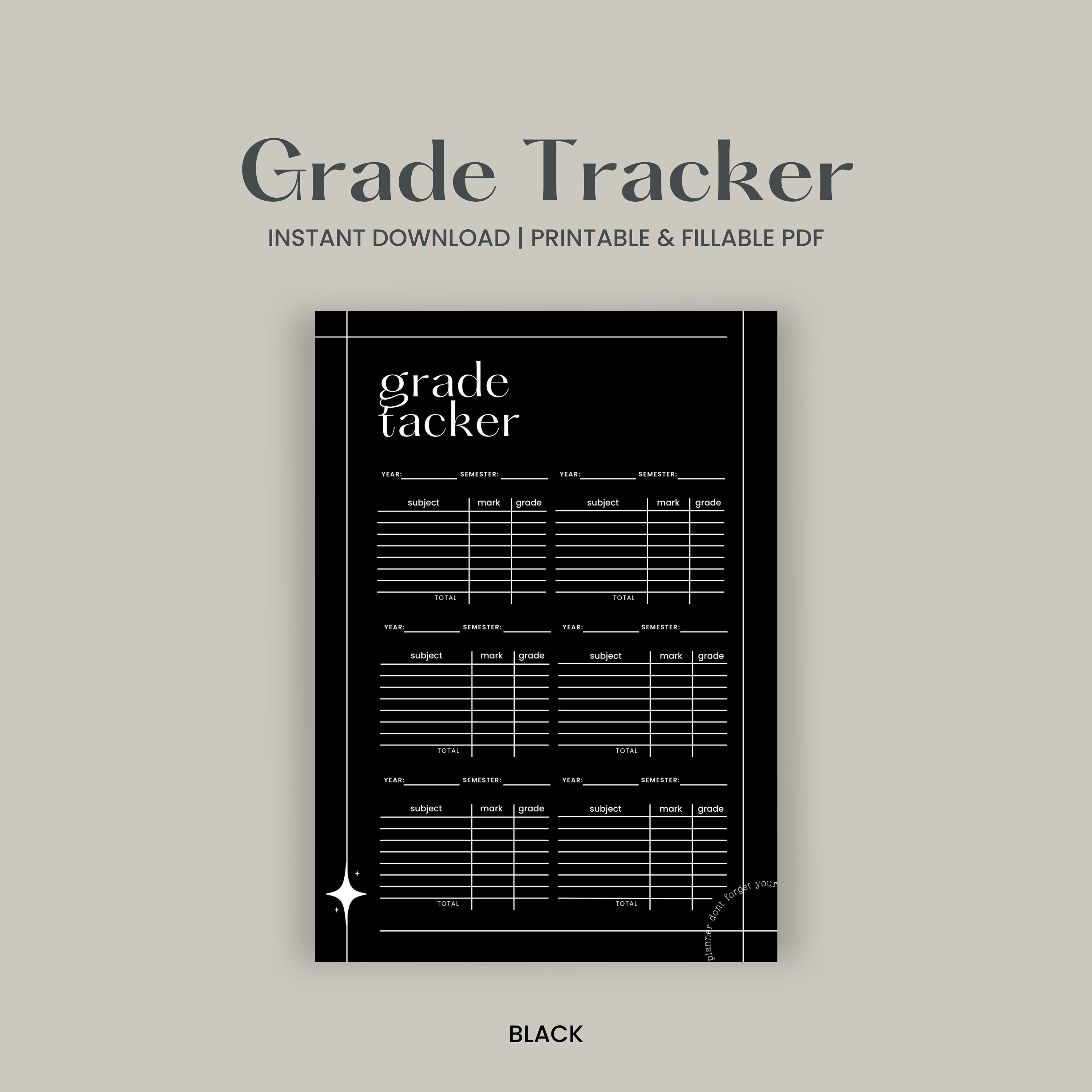 Printable Grade Tracker for Students | Grade Tracker | Student Grade ...