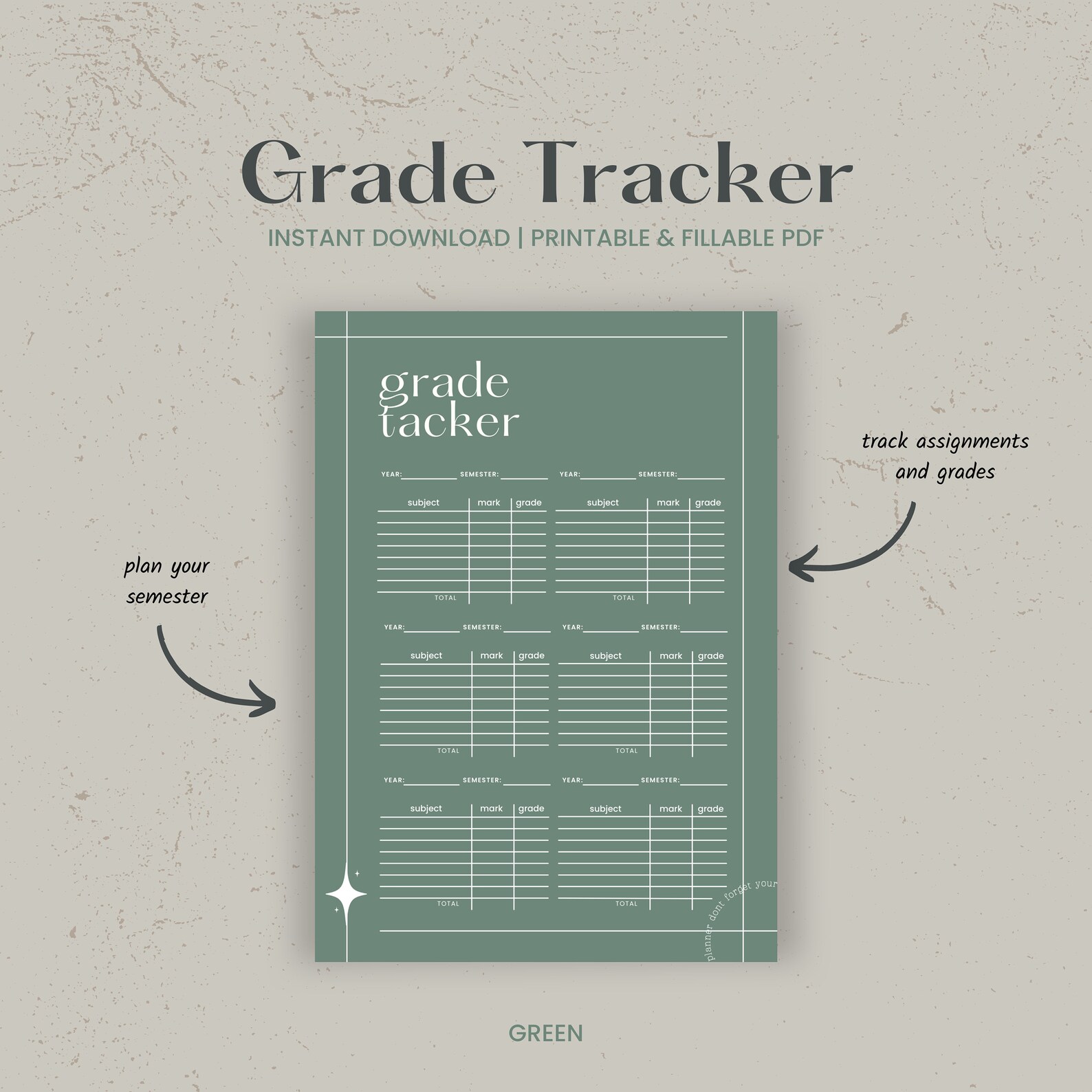 Printable Grade Tracker for Students | Grade Tracker | Student Grade ...