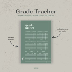 Printable Grade Tracker for Students | Grade Tracker | Student Grade ...