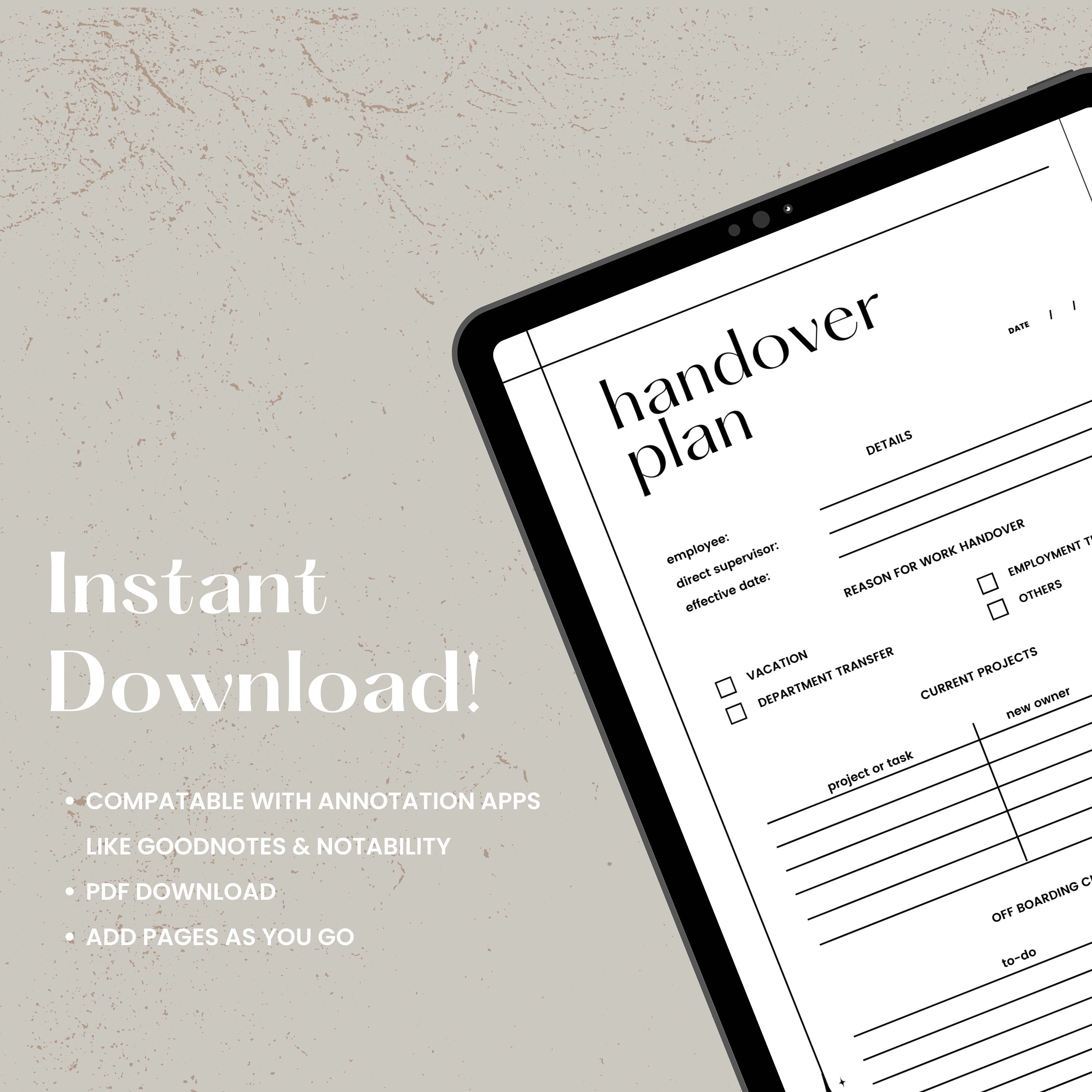 Offboarding Planner, Human Resources, Employee Handover Plan, Printable ...