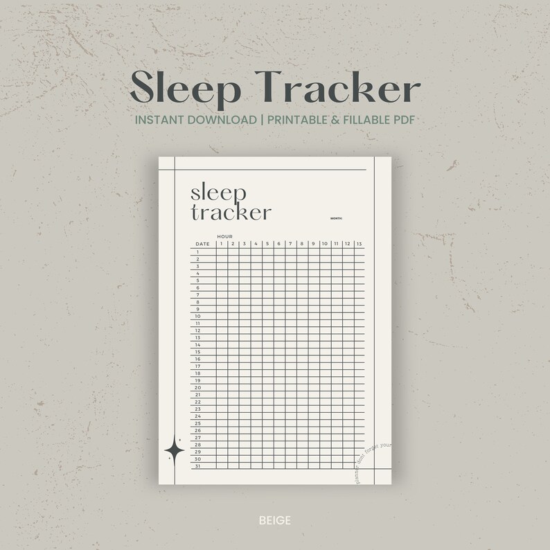 Sleep Tracker, Daily Monthly Sleep Log Digital Planner Template for ...