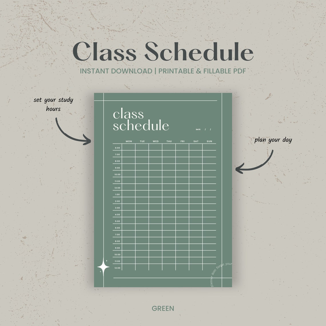Weekly Class Timetable Printable, Class Schedule, Student Planner ...