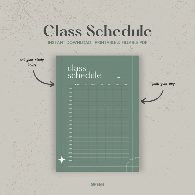 Weekly Class Timetable Printable Class Schedule Student - Etsy