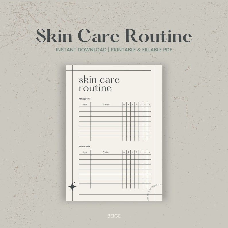 Skincare Routine Planner Printable, Beauty Planner, Daily Self Care ...
