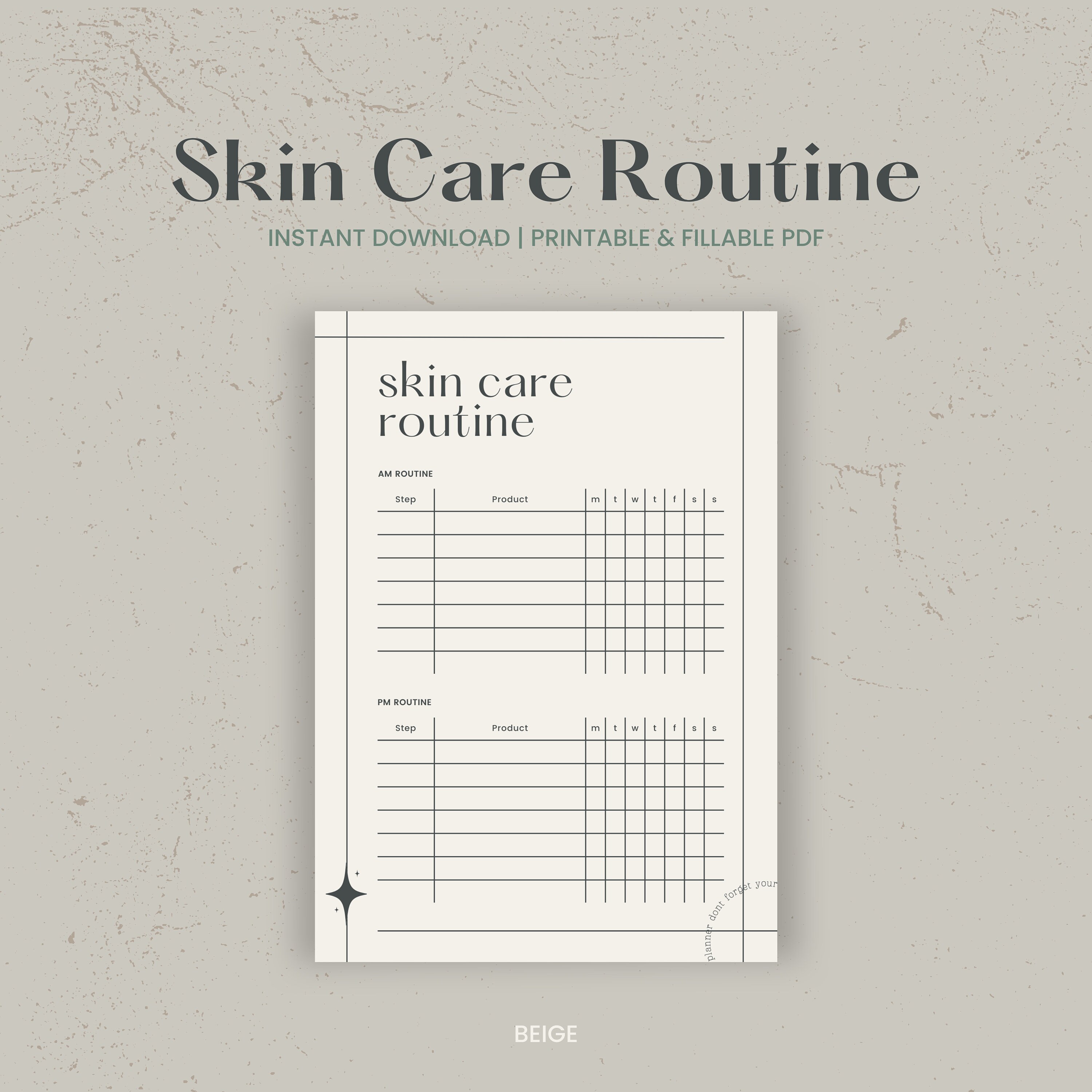 Skincare Routine Planner Printable, Beauty Planner, Daily Self Care ...
