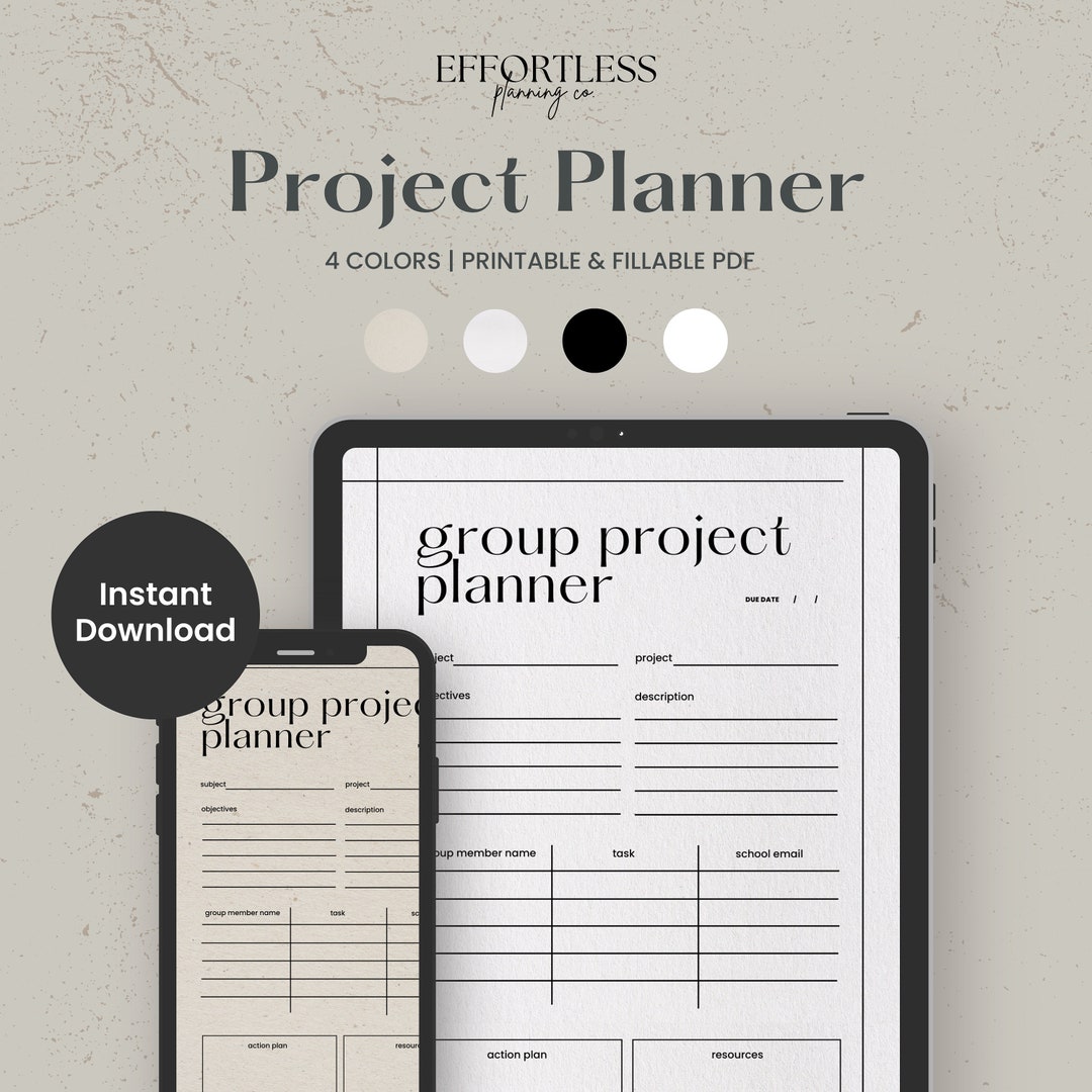 Group Project Planner Printable, Academic Planner, Student Project ...