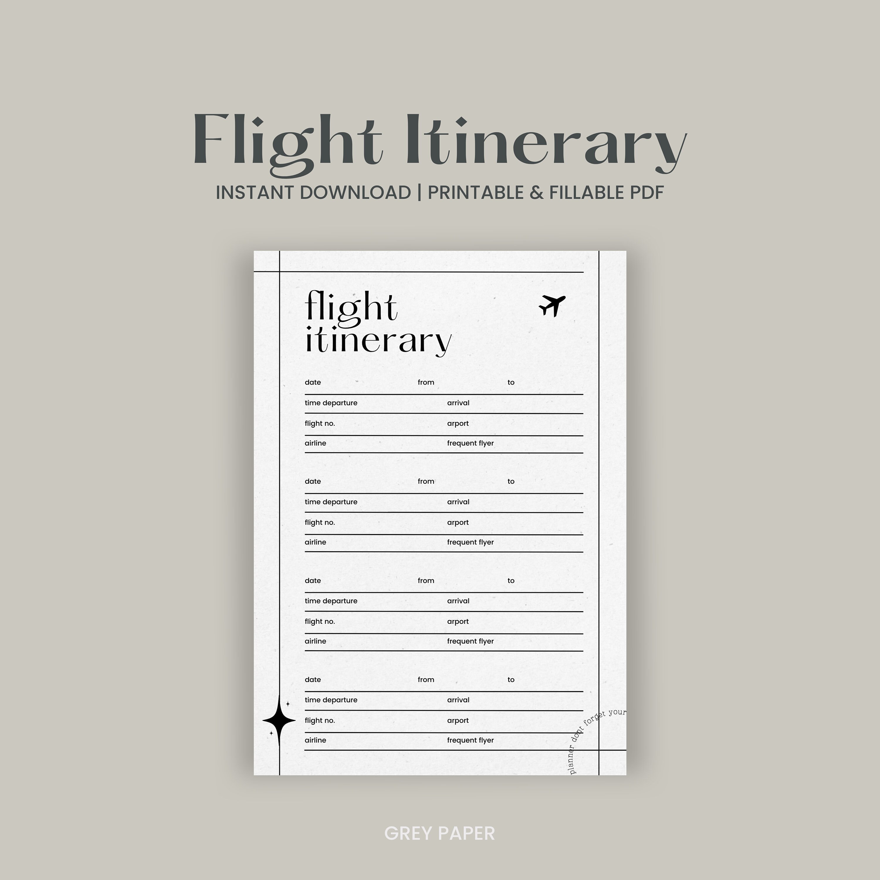Flight Details, Travel Itinerary, Departure Time, Arrival Time ...
