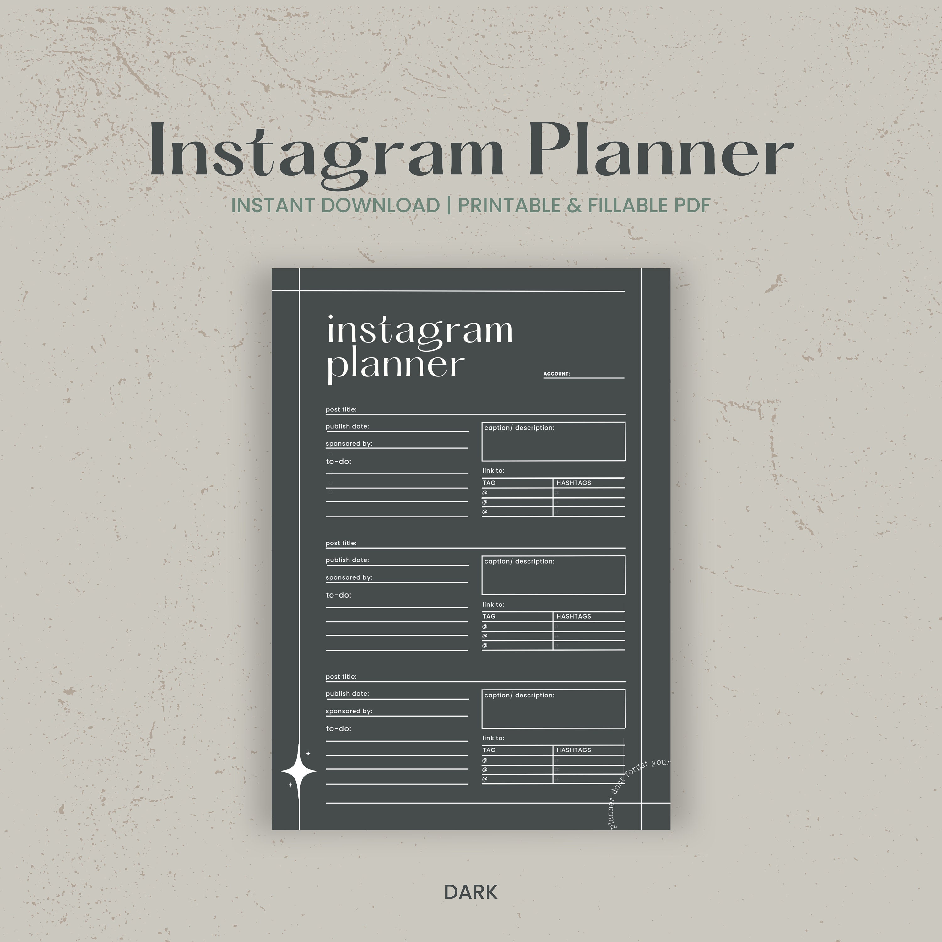 Instagram Planner Printable, Social Media Planner, Instagram Post ...