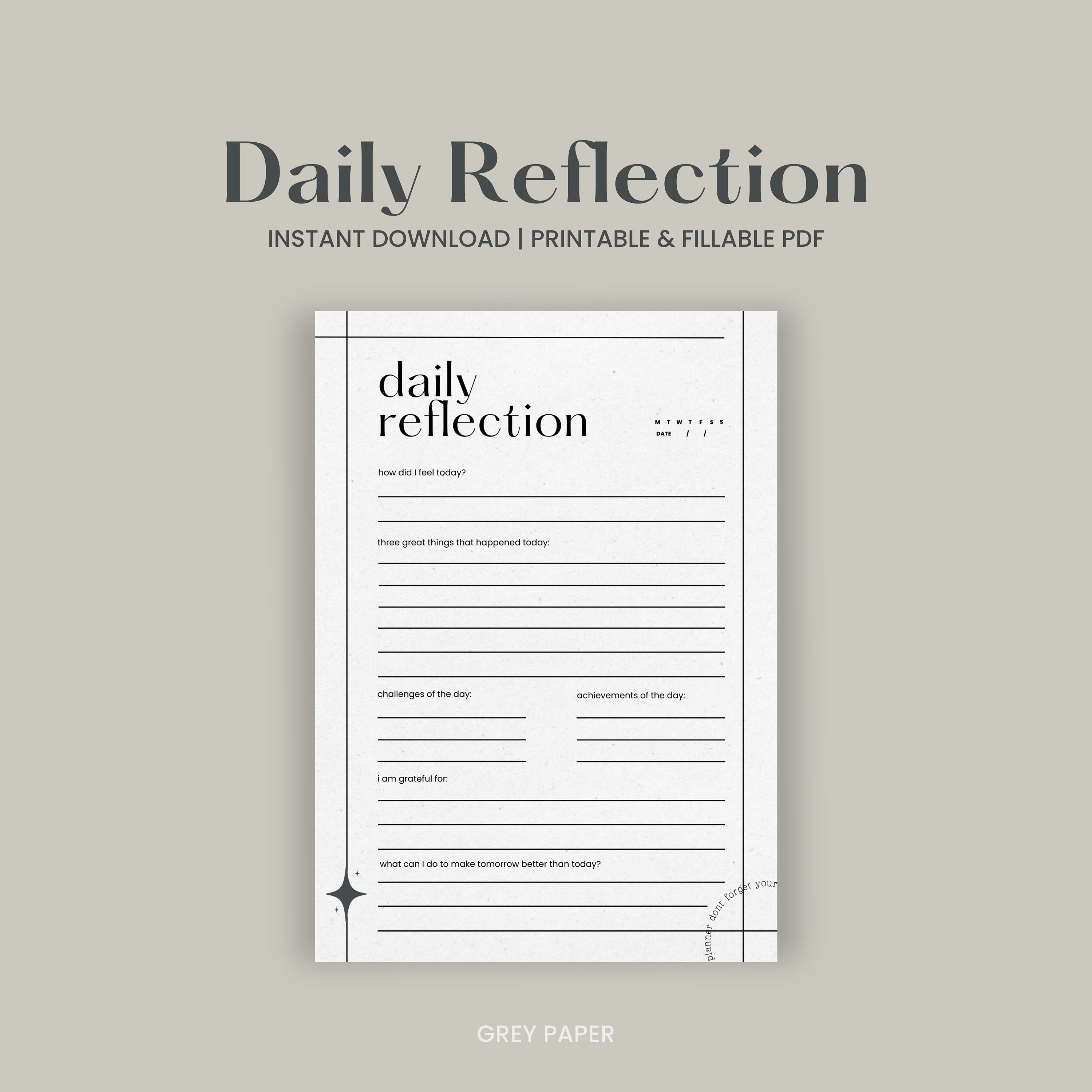 Printable Daily Reflection Digital Daily Reflection Journal | Daily ...