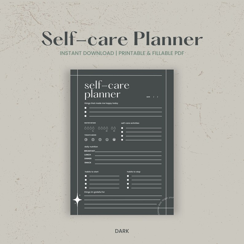 Self Care Planner Printable, Self-care Journal, Daily Planner, Wellness ...