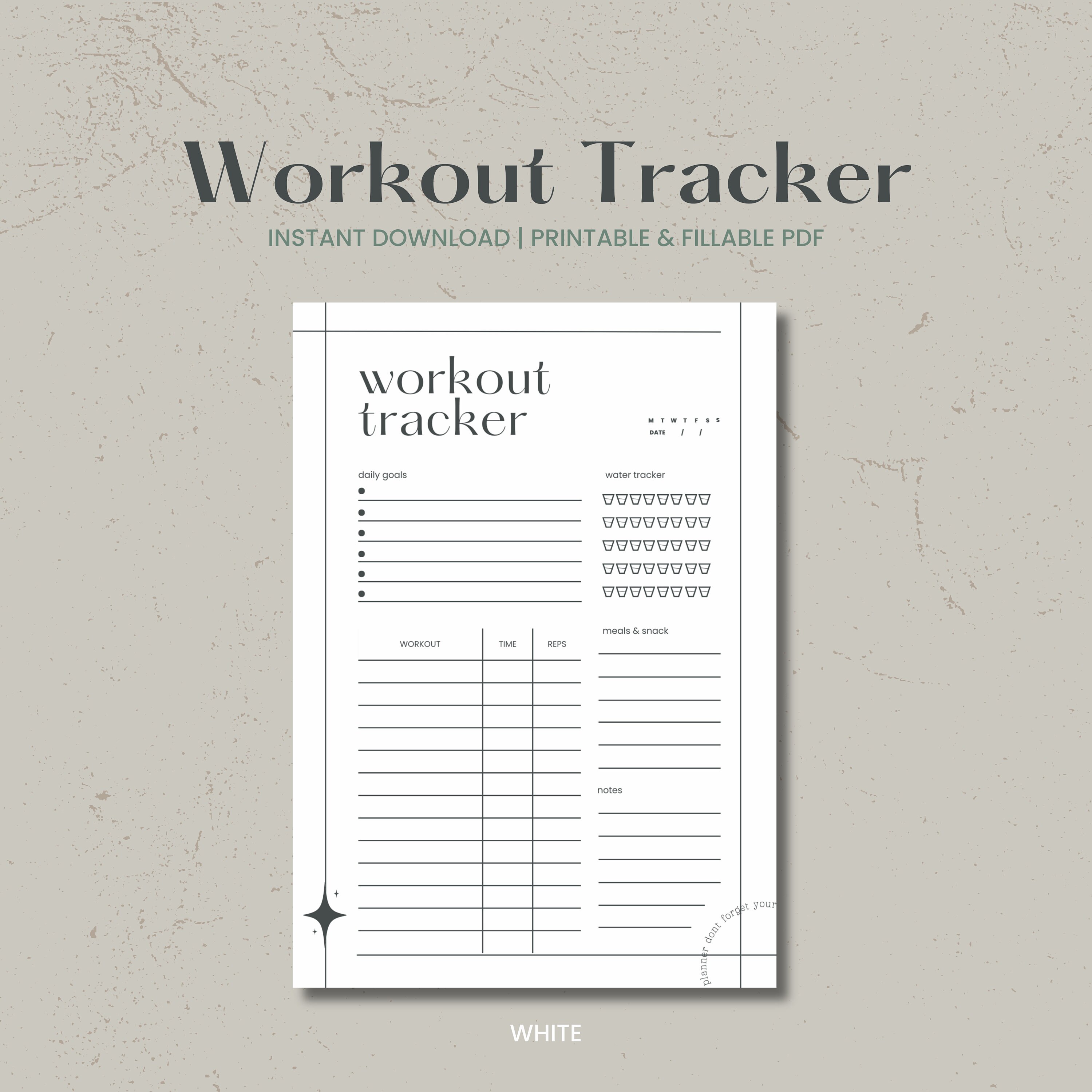 Workout Tracker, Daily Exercise Planner Digital Template for Goodnotes ...