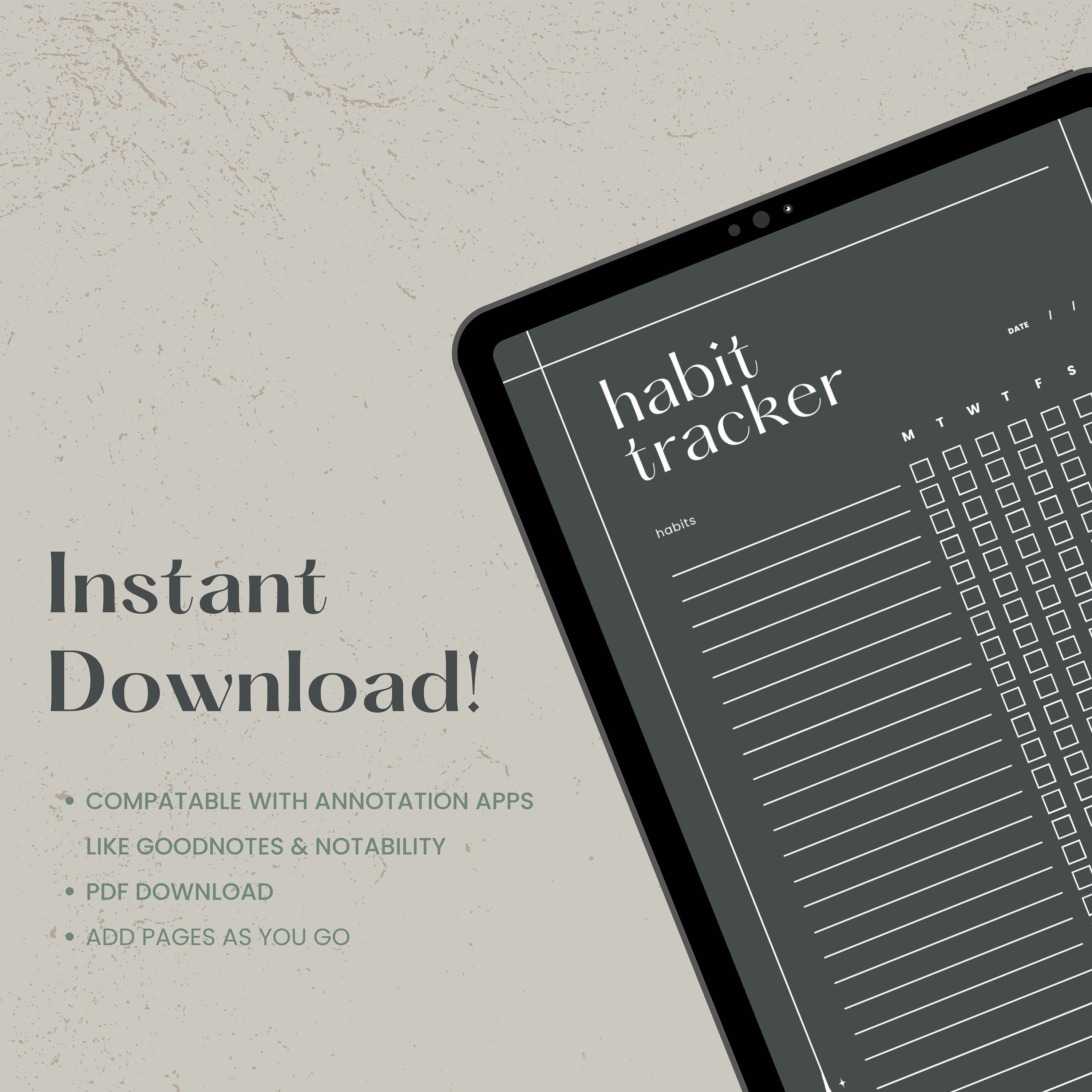 Weekly Habit Tracker, Routine Digital Planner Template for Goodnotes on ...
